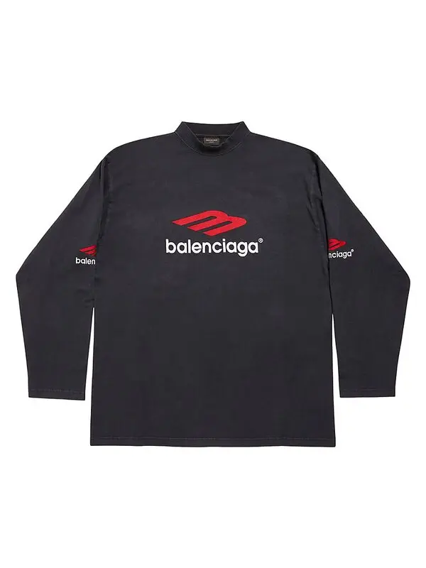 Balenciaga 3b Sports Icon Long Sleeve T-Shirt Oversized - Black
